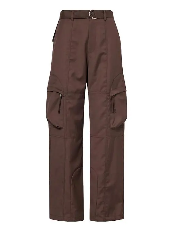 THE FRANKIE SHOP Kelly Woven Cargo Trousers - Brown