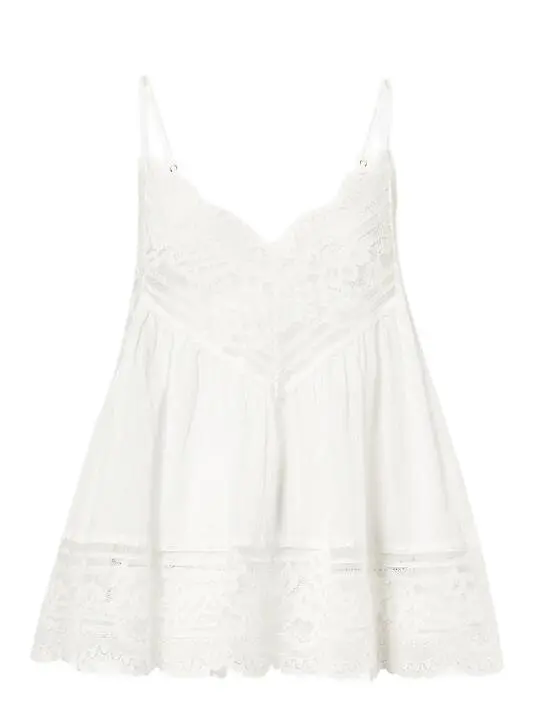 Dissh Elisa Lace-trim Cotton Top - White
