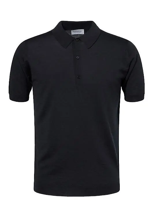 John Smedley Short-sleeve Merino-wool Polo Shirt - Black