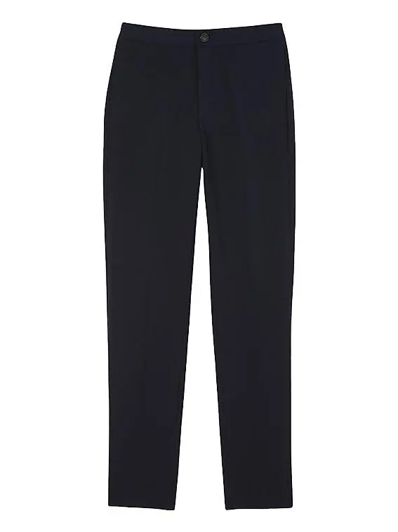 Sandro Tapered-leg Mid-rise Jersey Trousers - Bleus