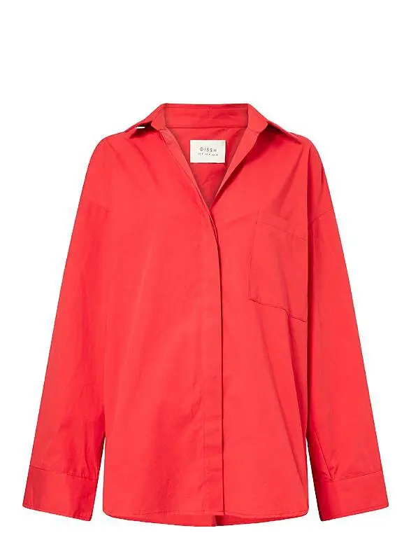 Dissh Ina Step-hem Cotton Shirt - Red