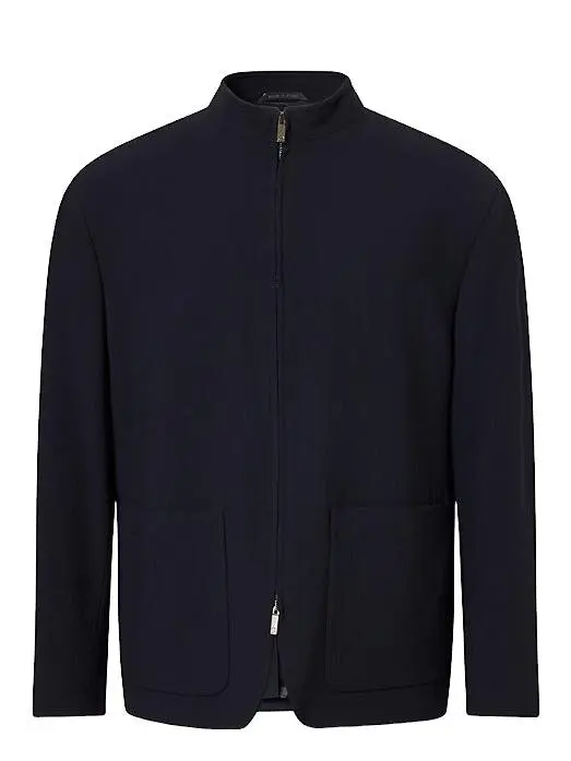 Giorgio Armani Tonal Stripe Virgin Wool Jacket - Caviar