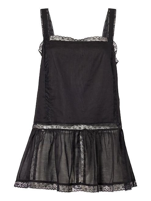 Dissh Rosin Lace-trim Cotton-voile Top - Black
