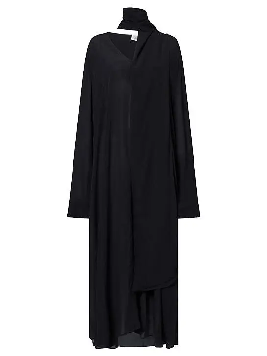 TOTEME Round Neckline Woven Maxi Dress - Black