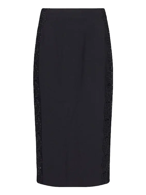 ROTATE BY BIRGER CHRISTENSEN Lace-panel Crepe Midi Skirt - Black