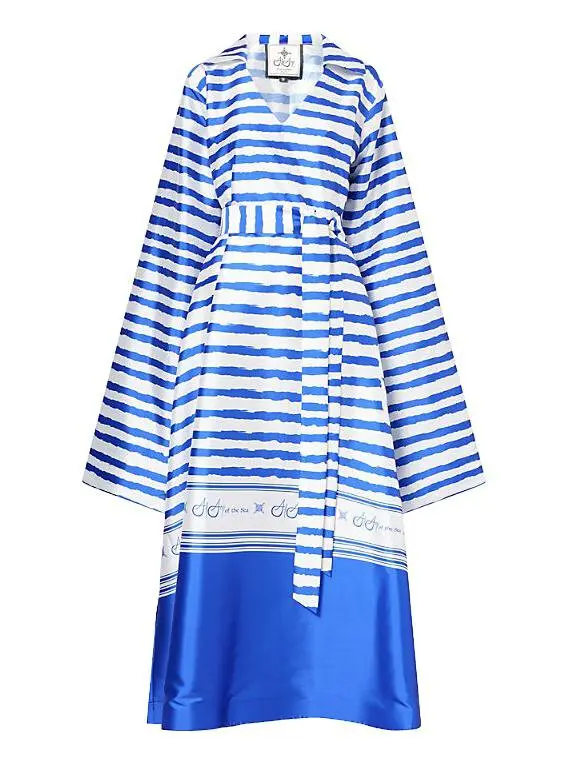 ARAM Striped Relaxed-fit Satin Kaftan - Blue