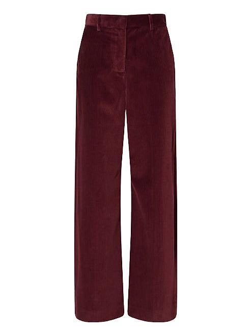 Max Mara Regular-fit Wide-leg Cotton-corduroy Trousers - Bordeaux
