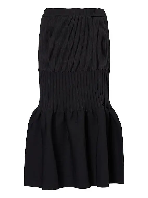 CFCL Fluted Mermaid Knitted Midi Skirt - Black