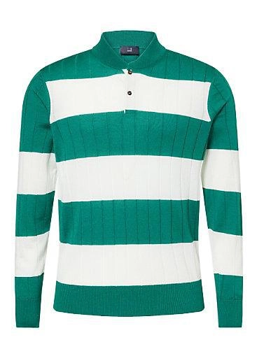 Dunhill Striped Ribbed Cashmere-blend Rugby Jumper Xxl - Green