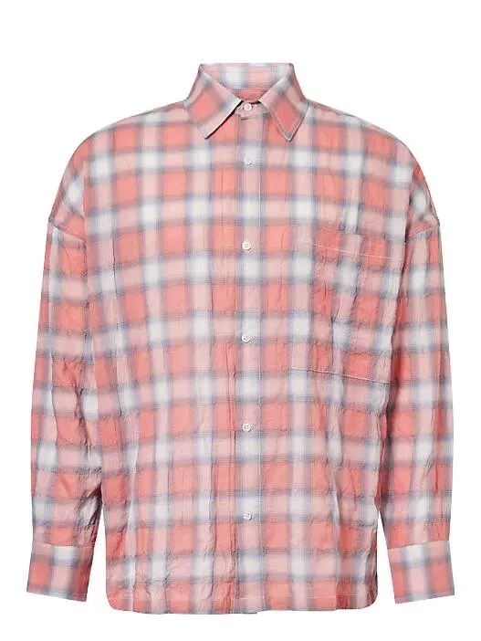 NAHMIAS Checked Relaxed-fit Cotton-blend Shirt - Red