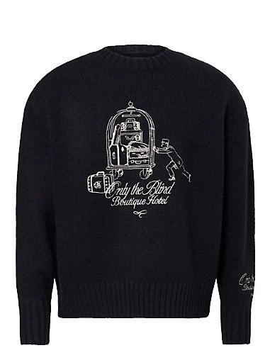 ONLY THE BLIND Embroidered Knitted Jumper - Black