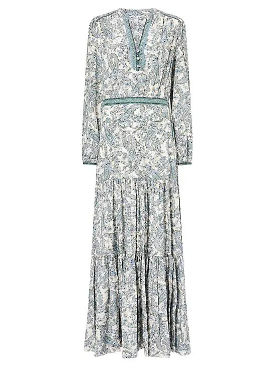 Veronica Beard Paisley-print Silk-blend Maxi Dress - Ecru Multi