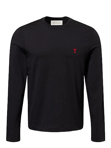 AMI Paris Logo-embroidered Cotton-jersey T-shirt - Noir