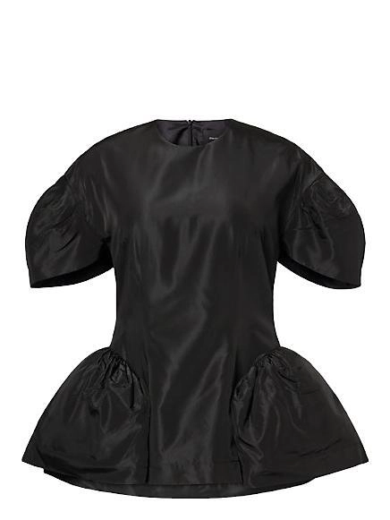 Simone Rocha Peplum Satin Top - Black