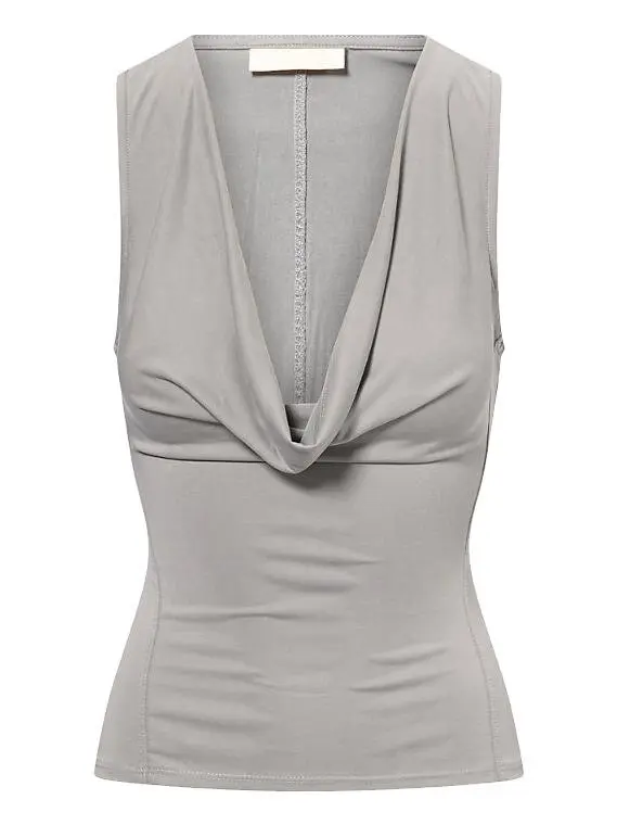 BELLE ANNA Fall Cowl-neck Stretch-jersey Top - Grey