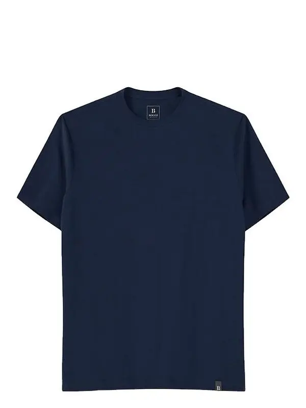 Boggi Milano Short-sleeved Branded-tab Stretch-cotton T-shirt - Navy Blue