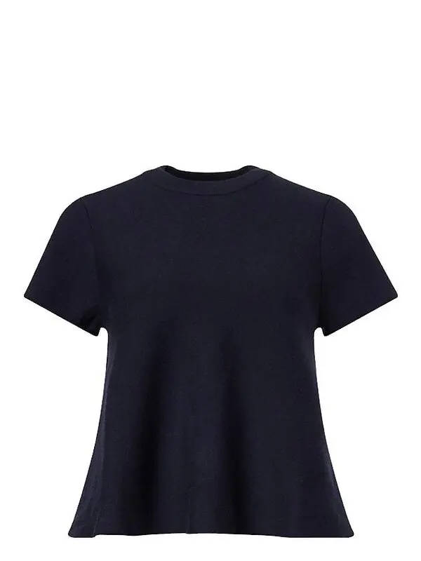ME+EM Swing Short-sleeve Knitted Wool-blend Top - Navy