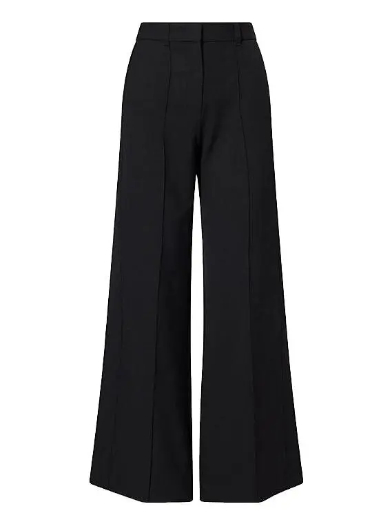 ME+EM Tailored-fit Flared Woven Trousers - Black