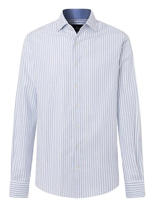 HACKETT Striped Tailored-fit Long-sleeve Cotton Shirt - Sky Blue