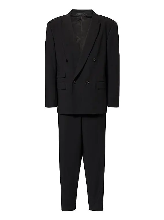 Giorgio Armani Single-breasted Peak-lapel Virgin-wool Suit - Nero