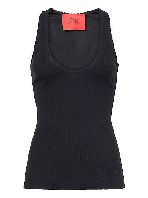 DILARA FINDIKOGLU Ribbed Stretch-cotton Tank Top - Black