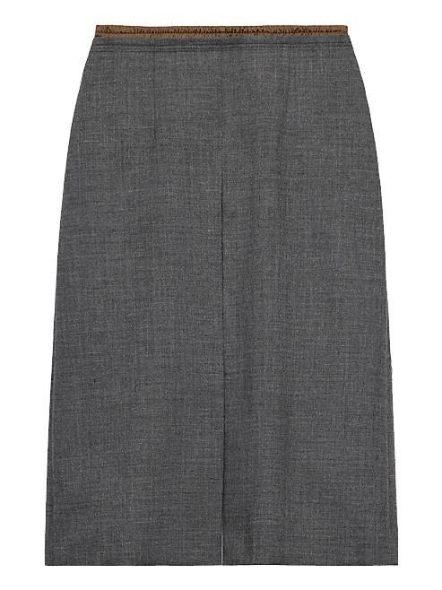 Prada Virgin-wool Midi Skirt - Grey