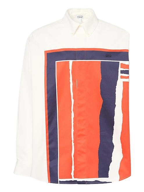 Loewe Graphic-print Pointed-collar Cotton Shirt - Red Multicolour