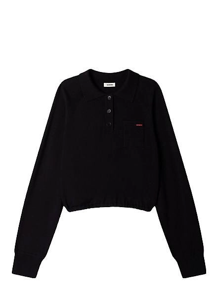 Sandro Long-sleeved Wool-blend Polo Shirt - Black