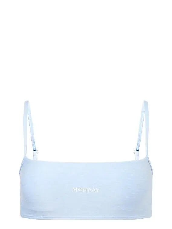 Monday Swimwear Olympic Embroidered Stretch-jersey Sports Bra - Heather Sky