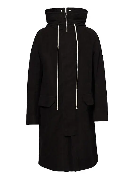 Rick Owens Longline Hooded Cotton Parka - Black