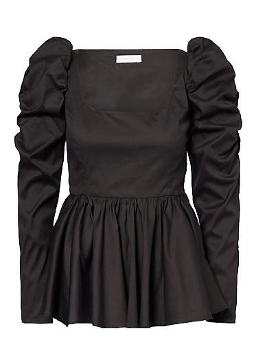REEM ALKANHAL Detachable Sleeves Peplum Top - Black