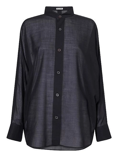 Issey Miyake Oversized Sheer Wool-blend Shirt - Black