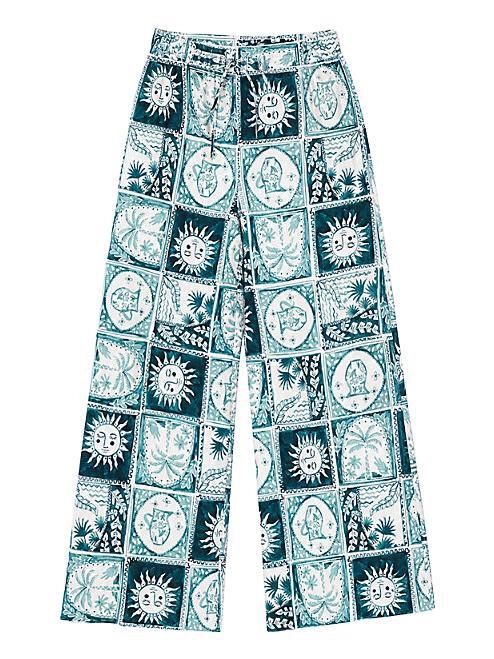 RO&ZO Zodiac-print Wide-leg Woven Trousers - Blue