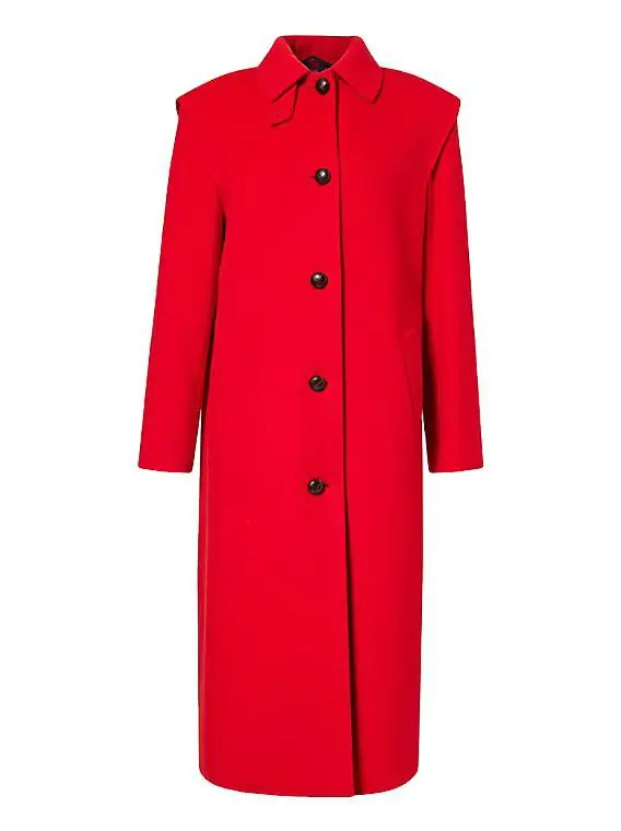 Max Mara Wool Long Coat - Red