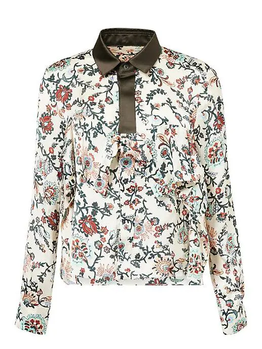 Sacai Floral Satin Overlay Panel Shirt - Ivory