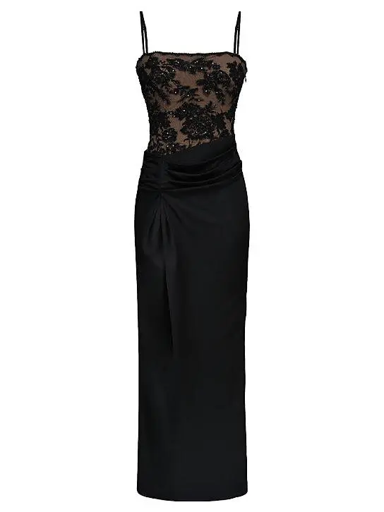 House Of Cb Eliette Embellished Lace Maxi Dress - Black