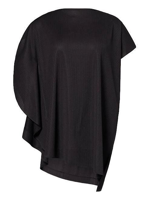 Issey Miyake Knitted Asymmetrical Pleated Shirt - Black