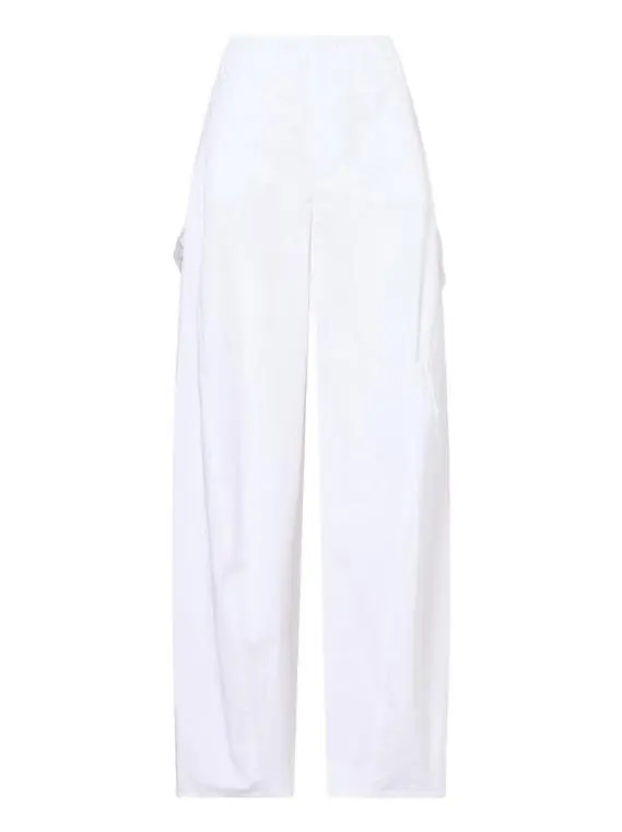 Alaïa Barrel-leg High-rise Cotton-poplin Cargo Trousers - Blanc