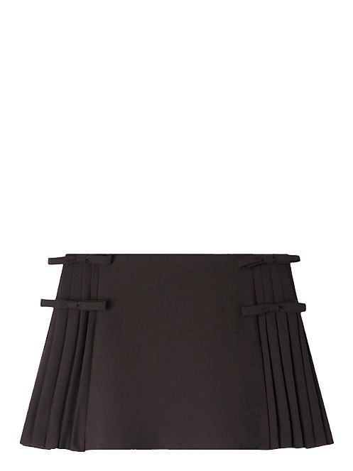 Sandro Pleated Mini Skirt With Bow Detail - Brown