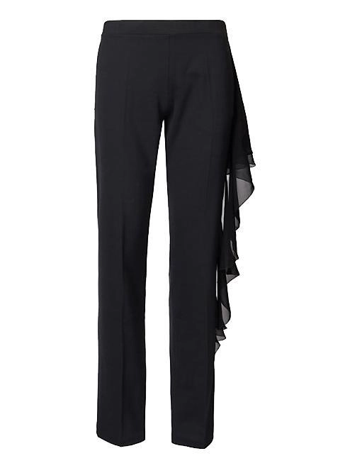NENSI DOJAKA Wool Trousers With Sheer Frill Trim - Black