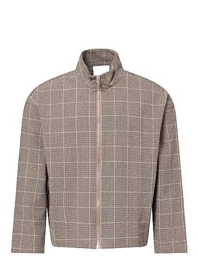 MKI MIYUKI ZOKU High-neck Woven Checkered Jacket - Brown