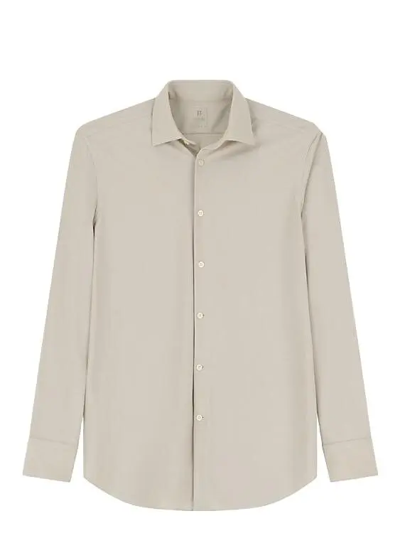 Boggi Milano Slim-fit Long-sleeved Stretch-woven Shirt - Beige