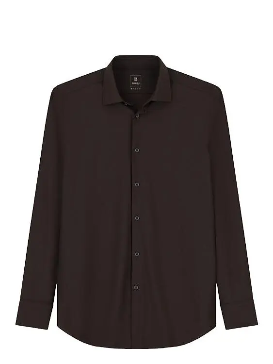 Boggi Milano Slim-fit Long-sleeved Stretch-woven Shirt Xxl - Dark Brown