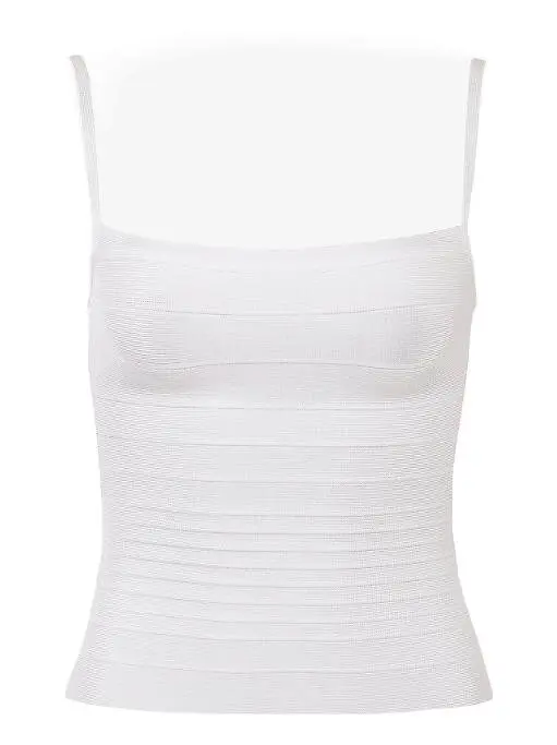 House Of Cb The Body Bandage Stretch-woven Top - White