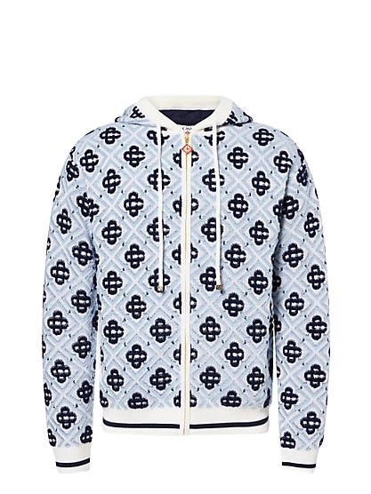 Casablanca Monogram Zip-up Wool Hoody - Blue