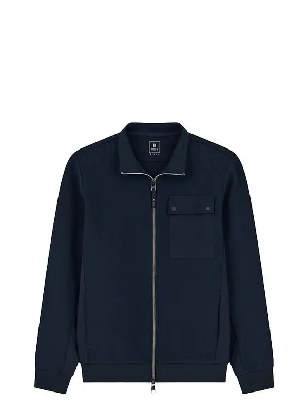 Boggi Milano Patch-pocket Zip-up Cotton-blend Sweatshirt - Navy Blue
