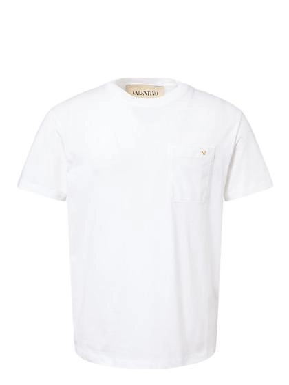 Valentino Garavani Vgold Chest-pocket Cotton-jersey T-shirt - Bianco