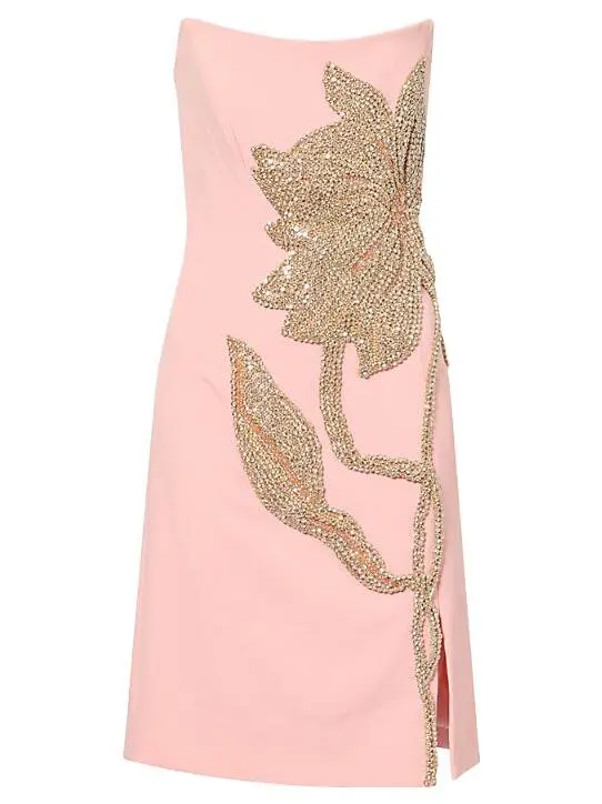 Costarellos Capsule Kassa Floral-embellished Strapless Mini Dress - Pink