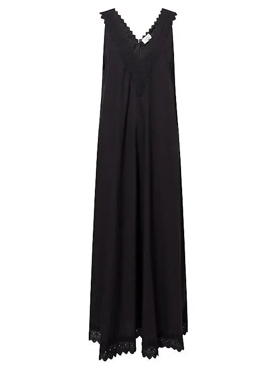 Dissh Annabel Lace-trim Cotton-blend Maxi Dress - Black