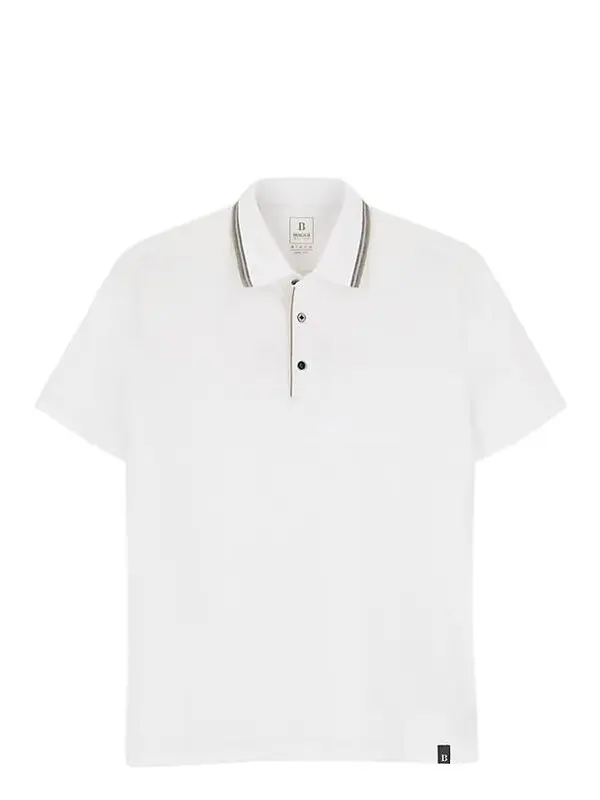 Boggi Milano Jacquard-collar Stretch Cotton-blend Polo Xxl - White